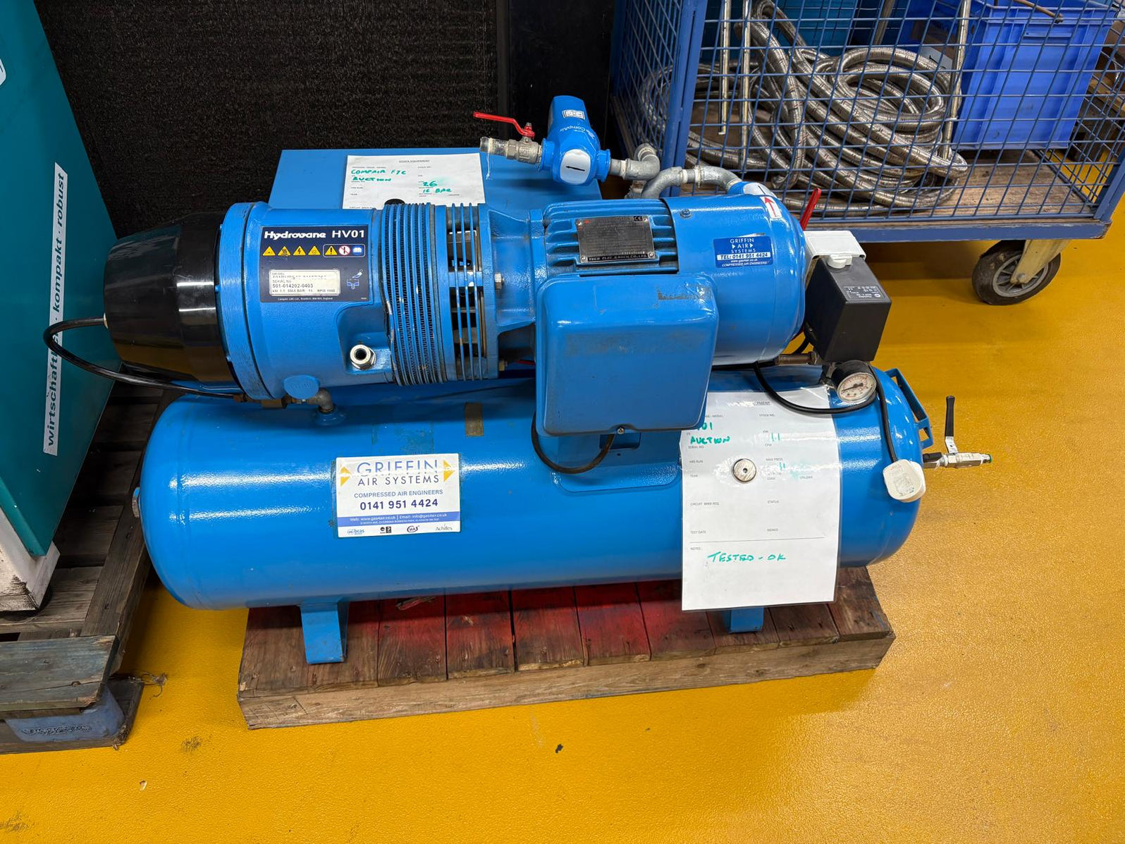 Hydrovane HV01 Rotary Vane Air Compressor Single Phase 100L Air Receiv ...